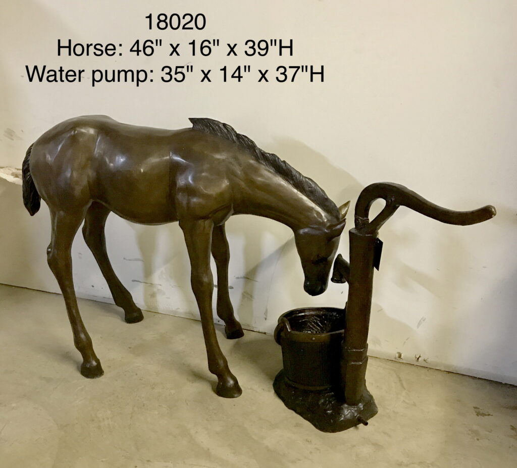 Set of Young Colt with water pump fountain - Bronze Statues and Fountains
