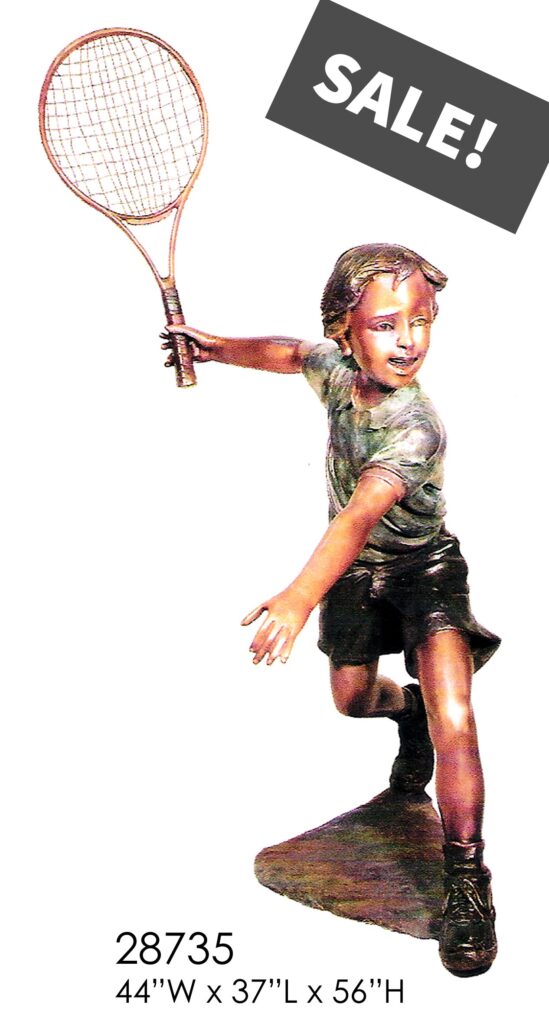 Boy Playing Tennis - Bronze Statues and Fountains
