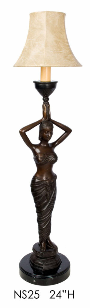 Lady Lamp w/Shade - Bronze Statues and Fountains